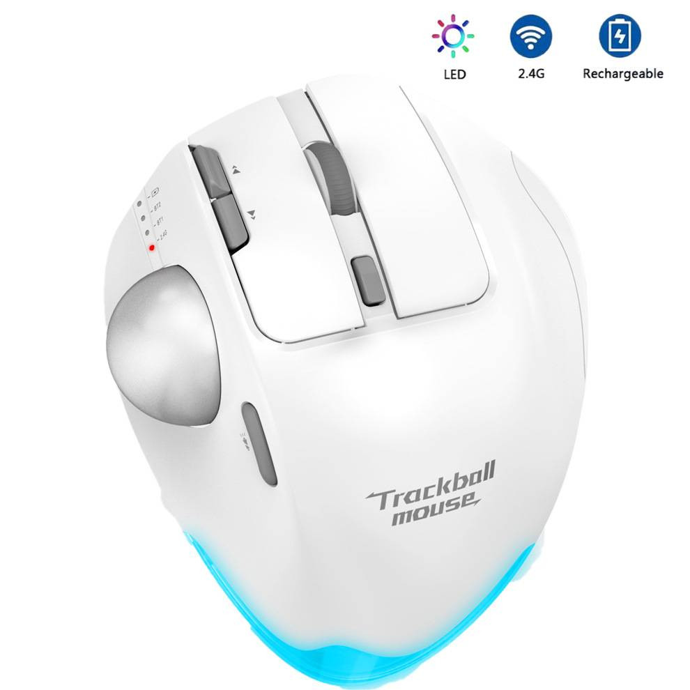 ZELOTES F-33 Rato Trackball Sem Fio Bluetooth 2.4GRGB mouse De Rolo ...