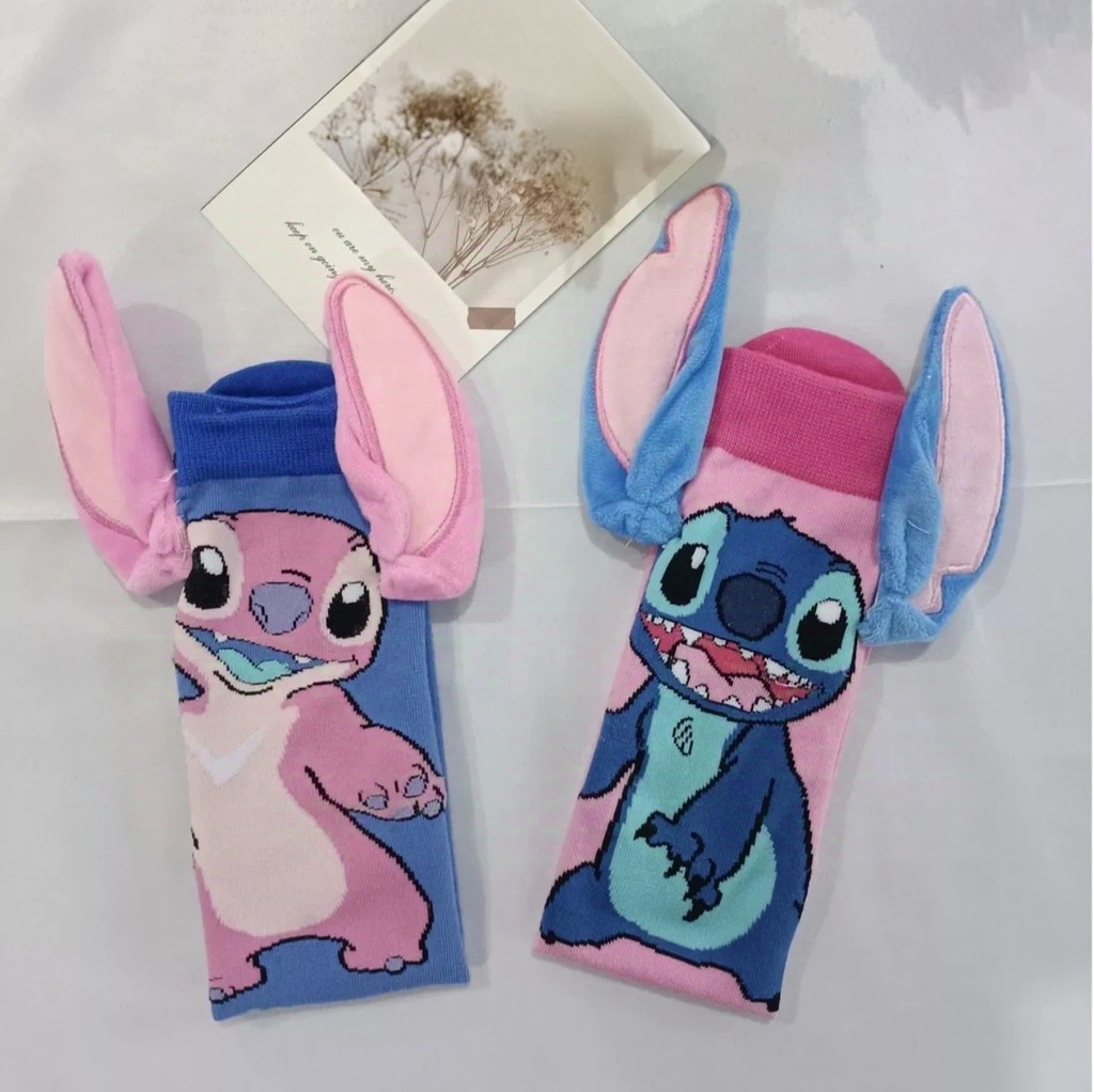 Meia Stitch Infantil 3D Cano Alto Cartoon Desenho Animado Meia Maluca ...