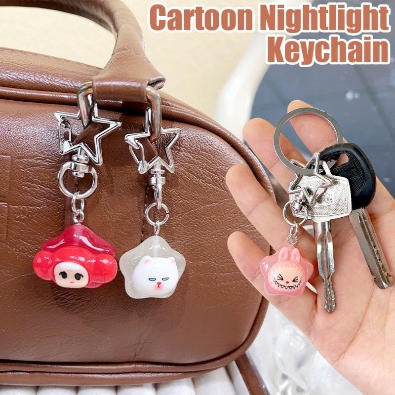 Chaveiro 3/5Pcs Kawaii Cartoon Luminous Star Keychains-Chaveiros Sweet Cute Glow In The Dark ...