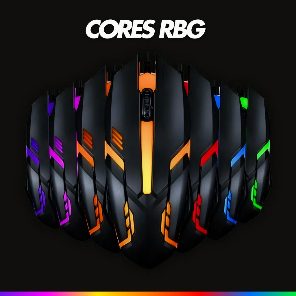 Mouse Gamer Usb Led RGB Com Fio | Shopee Brasil