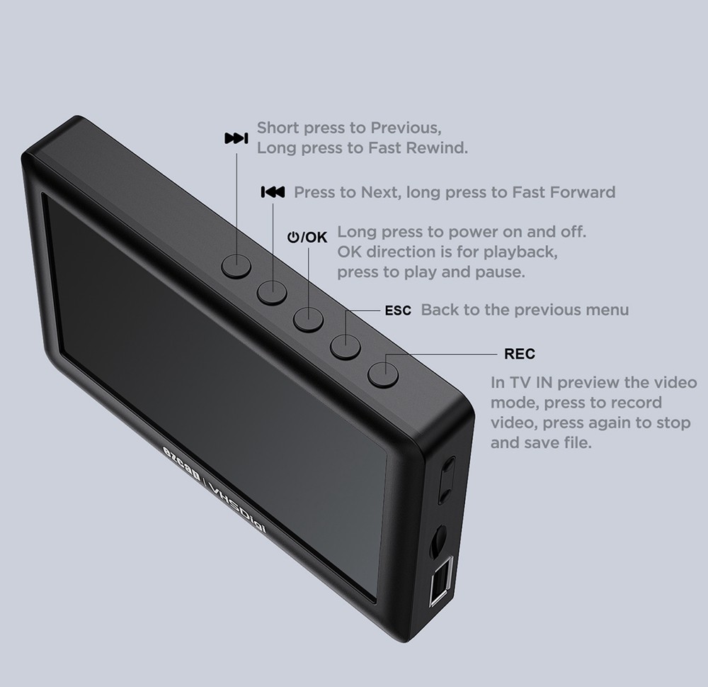 RCA AV Recorder Placa De Captura De Vídeo VHS Digitalizador Com Tela 1 ...