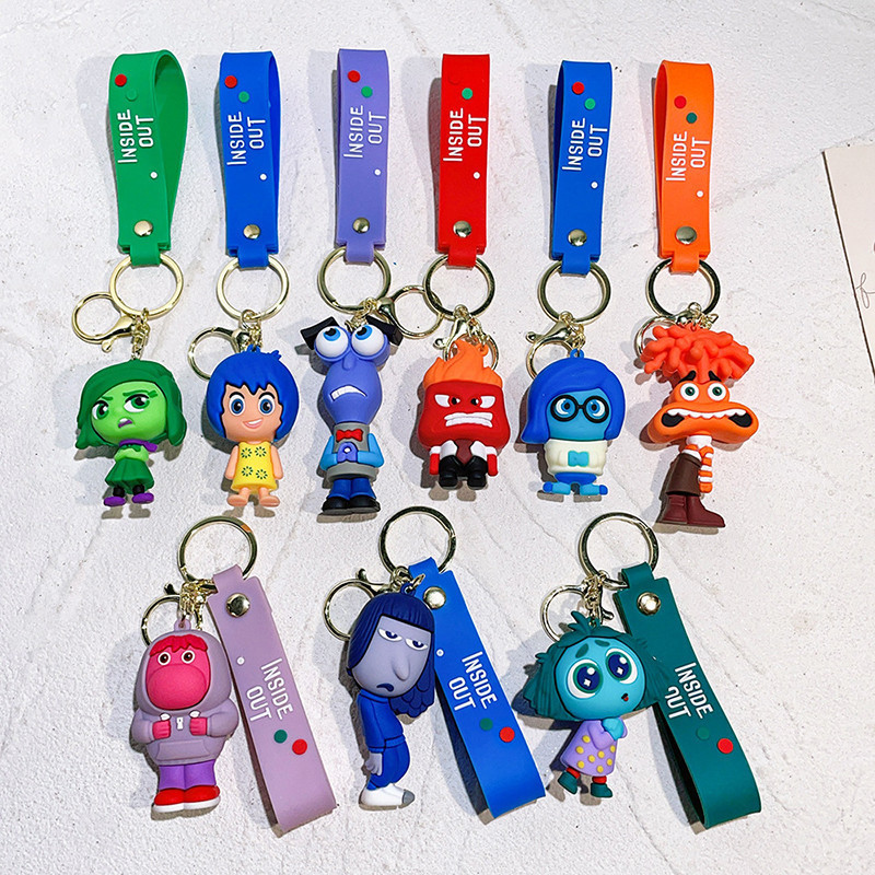 3D Anime Figuras Doll Brain Agent Team INSIDE OUT Cartoon Keychain Ring ...