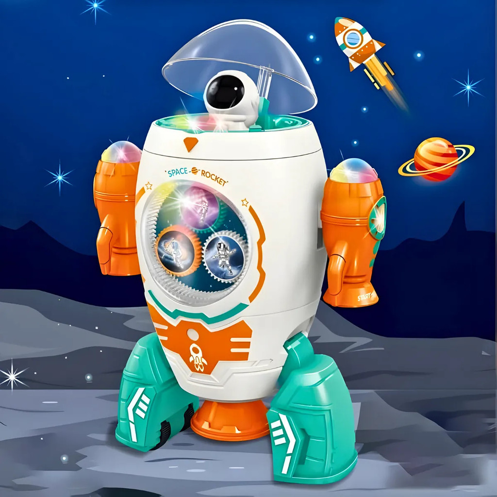 Foguete Espacial Giratório 360° Com Mini Astronauta | Shopee Brasil