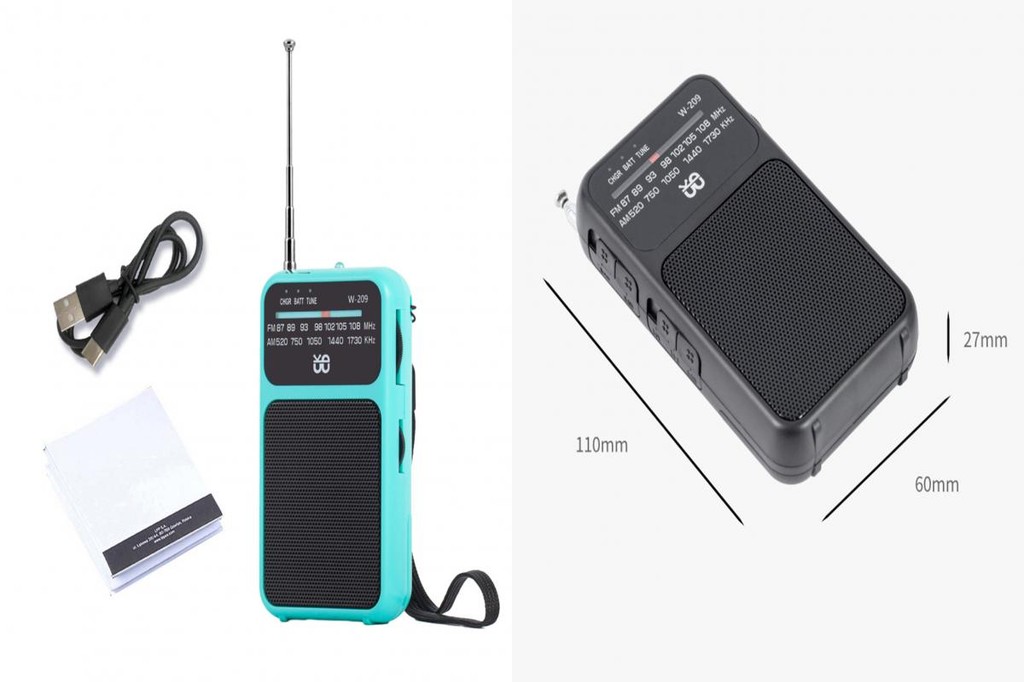 Mini Am Fm Radio Compact Portable with Led Flashlight Battery Powered ...