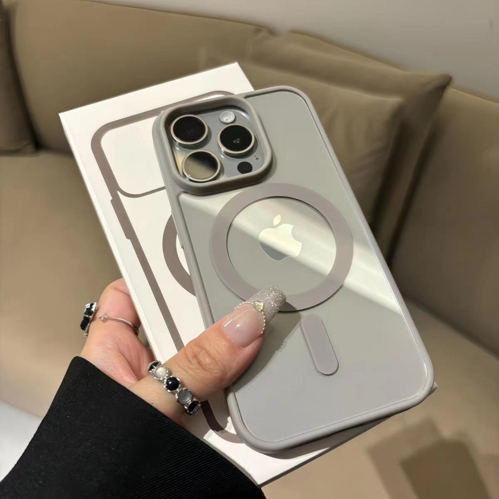 Para Magsafe Magnético Carregamento Sem Fio Fosco Capa De Titânio Natural iPhone 16 15 14 13 12 ...