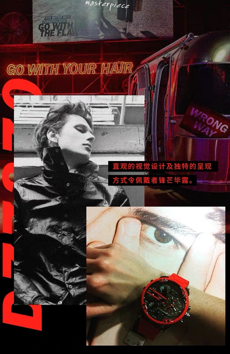 DZ Big Red Watch 7370 Europeu Americano Big Dial Homens Casual Liga ...