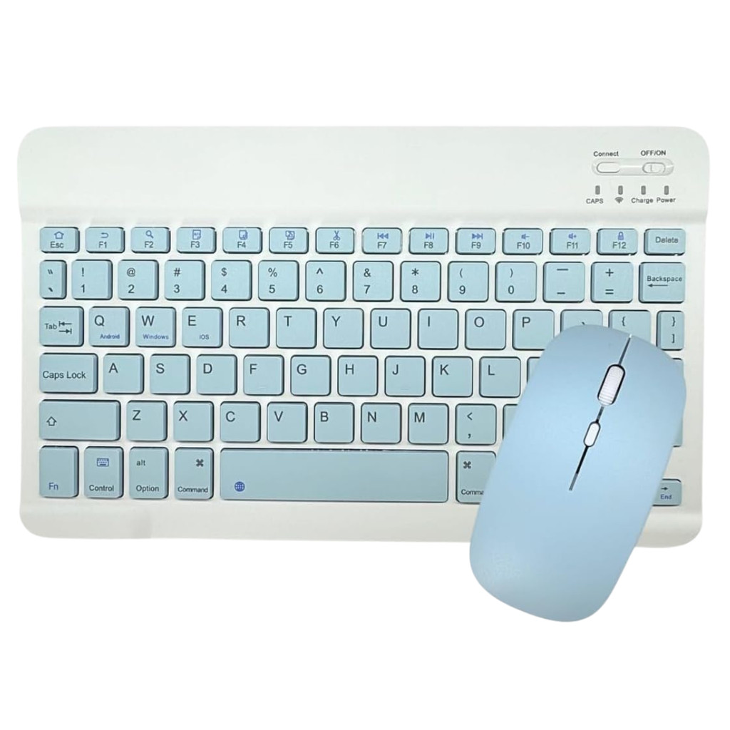 AZUL CLARO - Conjunto de Teclado + Mouse Sem Fio Bluetooth Para ...