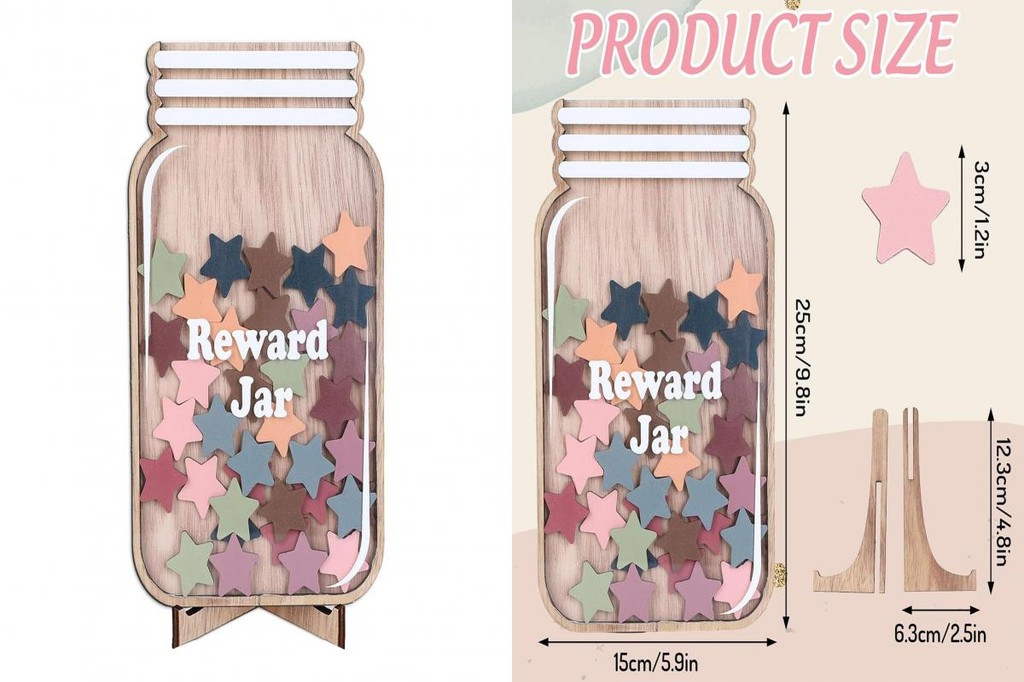Home Reward Chart Motivational for Kids Wooden Jar for Positive ...