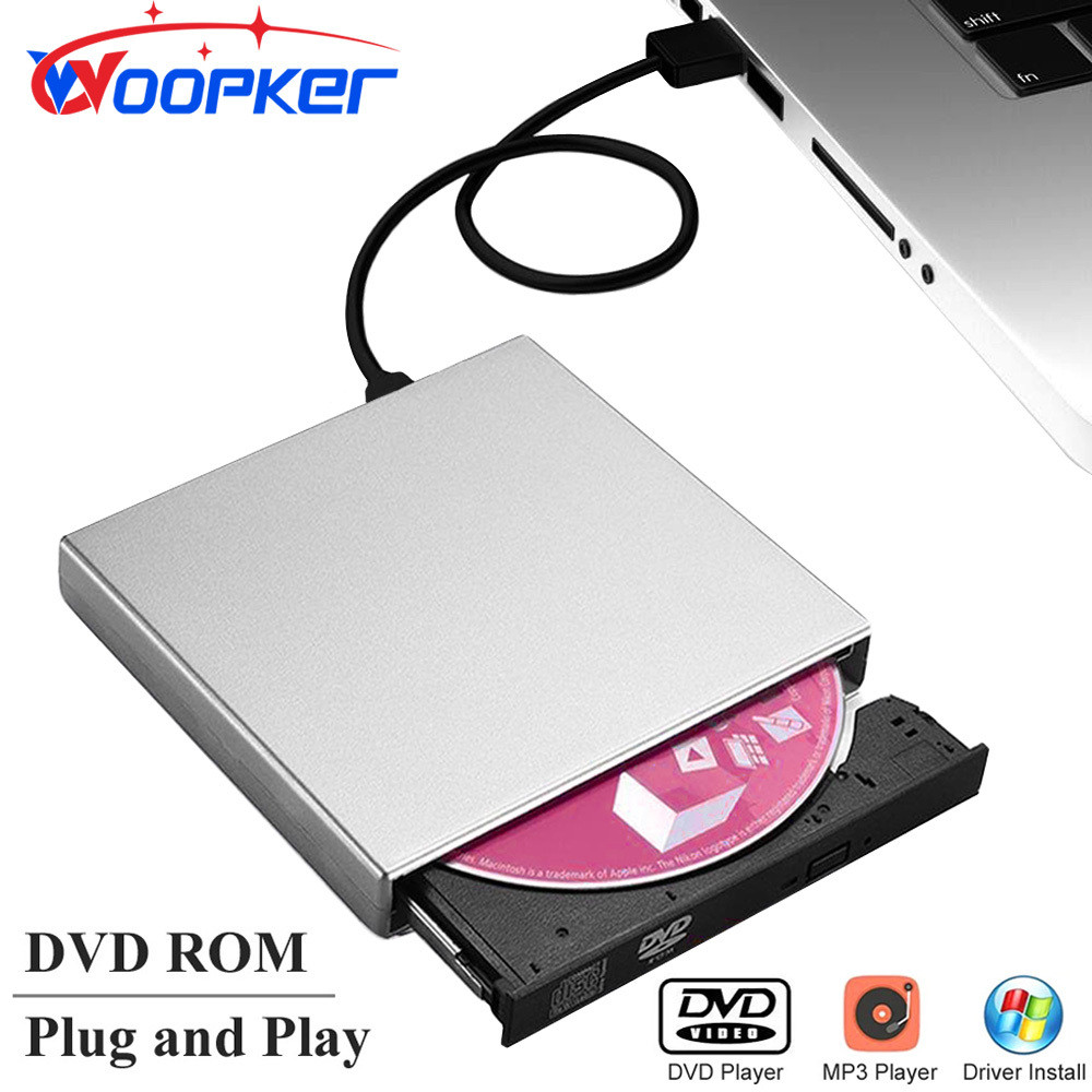 Leitor De DVD Externo VCD CD Mp3 USB 2.0 Portátil Ultra-Fino Drive Rom ...