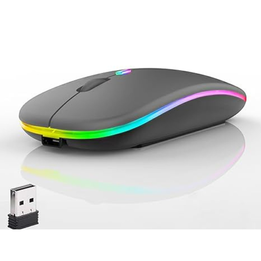 Mouse Recarregável Wireless Bluetooth Led Rgb 2.4ghz 1600 DPI 10 metros ...
