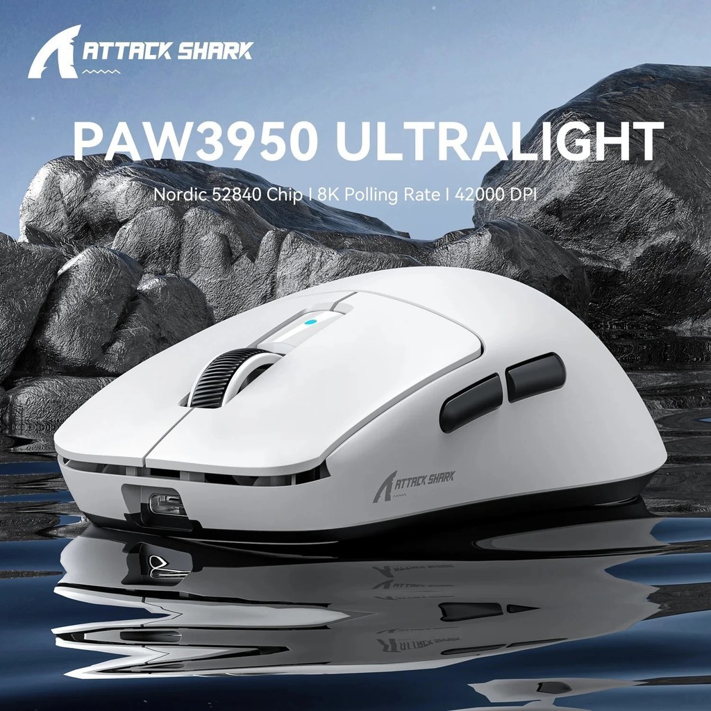 Ataque SHARK R6 Mouse Para Jogos Sem Fio 38g Ultra-Leve PAW3950MAX ...