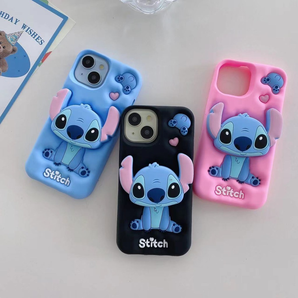 Capinha iphone 11/12/13/14/15 Pro max,Capinha 3d de silicone do stitch ...