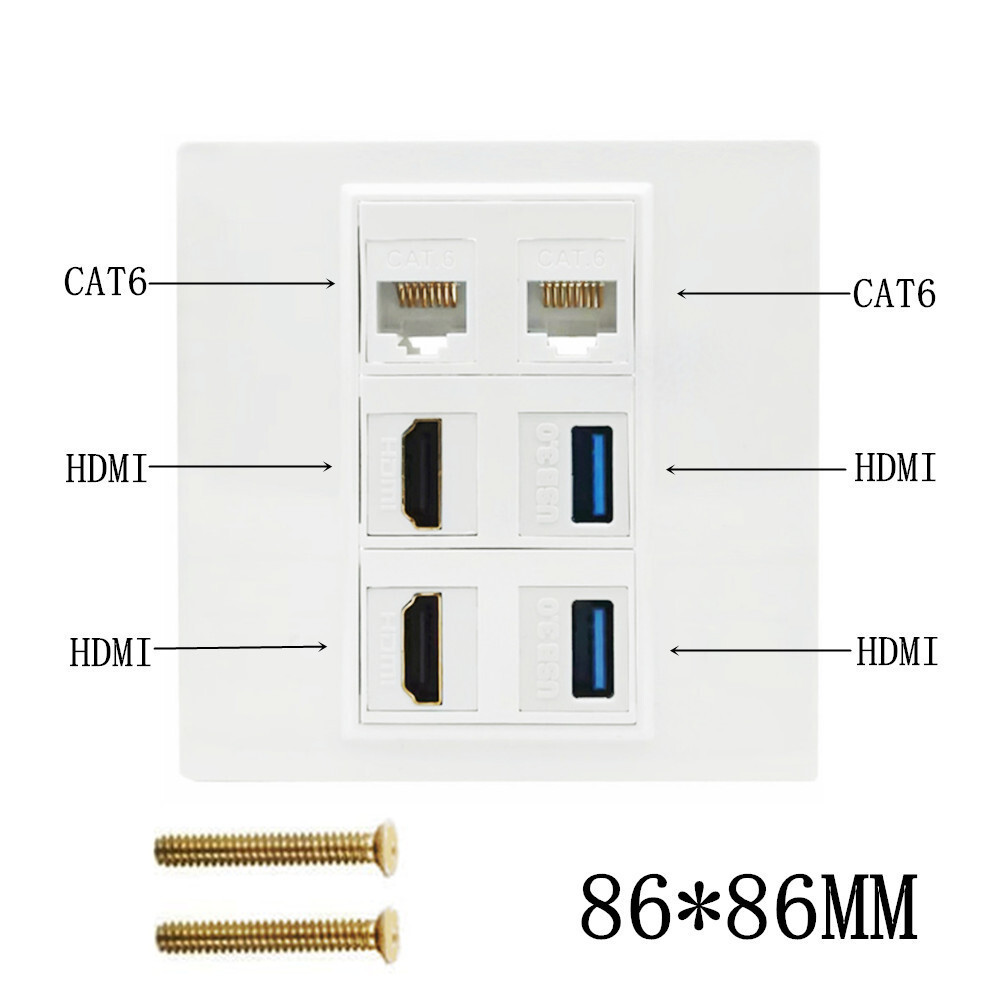 Multimídia tipo 86 RJ45 HDMI USB3.0 painel de parede sem solda conjunto ...