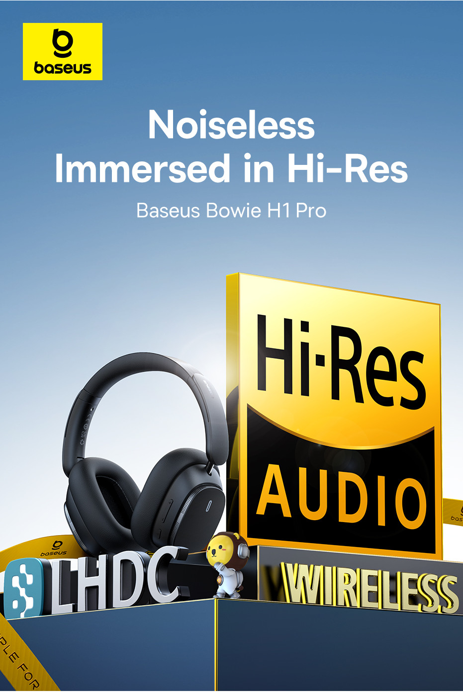 Baseus H1 H1Pro H1i Híbrido 40dB ANC Fones De Ouvido Sem Fio 4 Microfones ENC Fone Bluetooth 5.2 ...