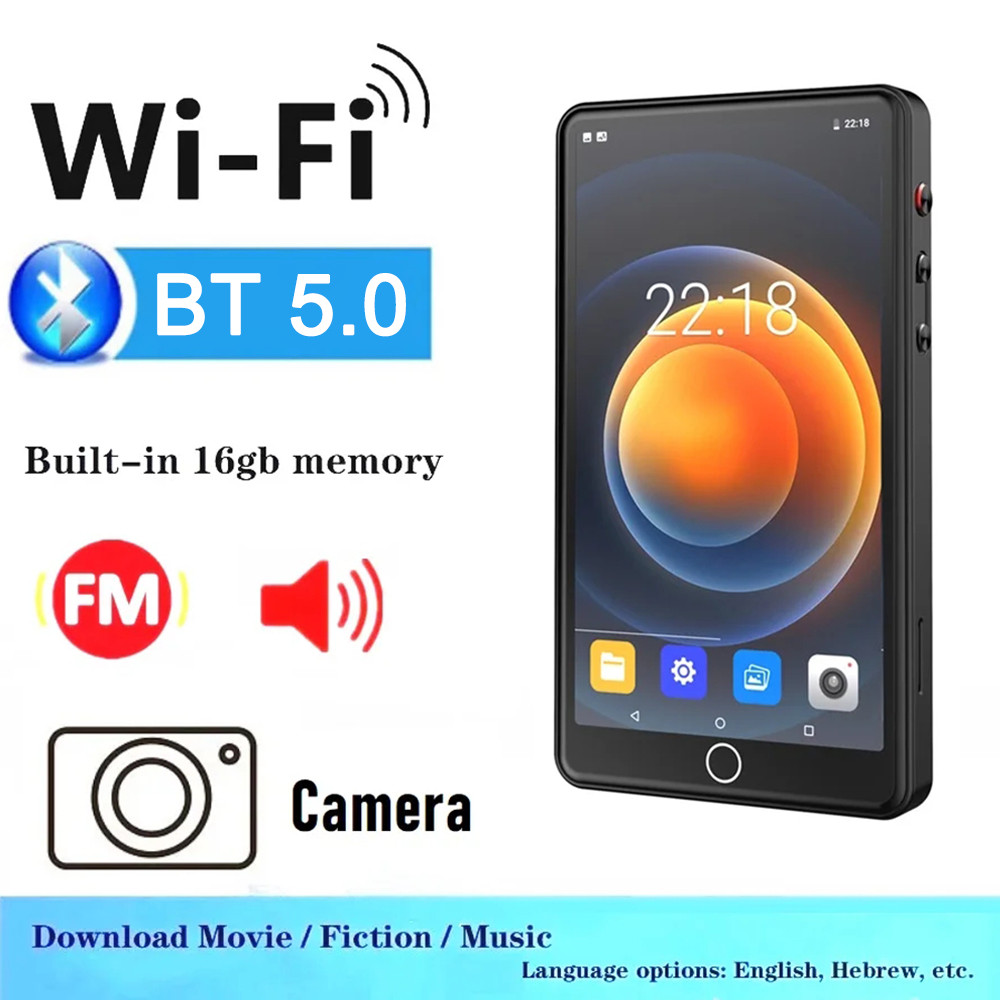 Leitor De MP4 Wi-Fi Portátil Com Câmera 16G De Memória Bluetooth 5.0 ...