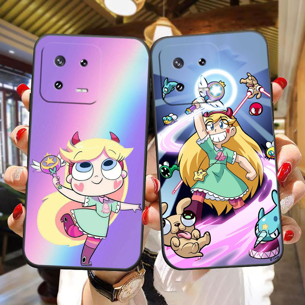 Princesa Estrela Borboleta Bonito Personagens De Quadrinhos Preto Macio Fosco Silicone TPU Capa ...