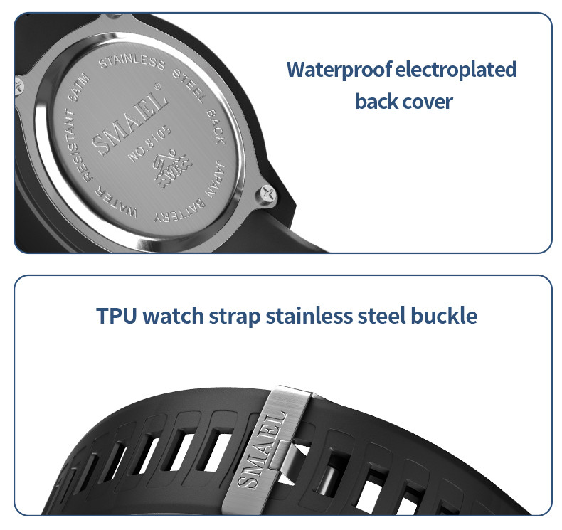 SMAEL 8105 Relógio À Prova Dwaterproof Água Digital Luz Cronômetro Para ...