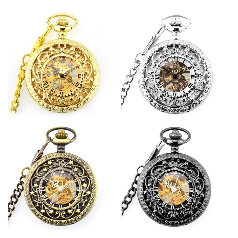 Relógio De Bolso Novo openwork Esculpido flip Mecânico retro Colar ...