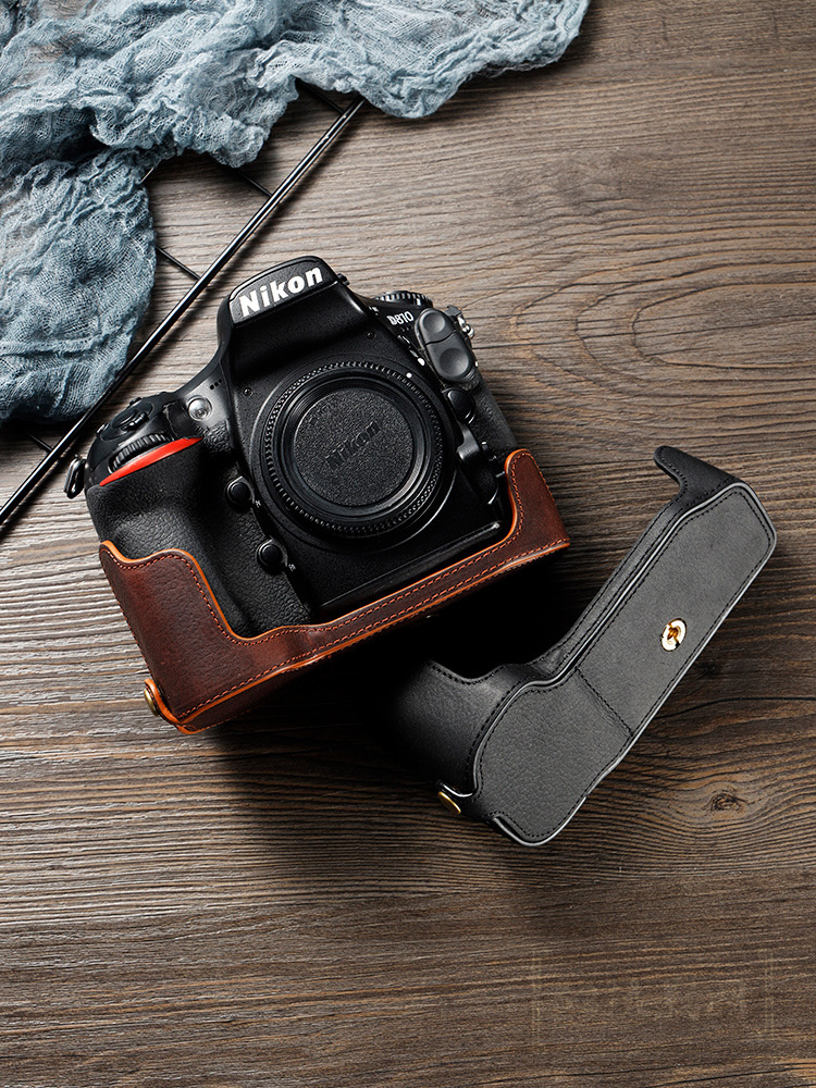 Novo Caso De Câmera De Couro Corpo Saco Caixa Capa Para Nikon D800 d810 Bateria Aberta Design ...