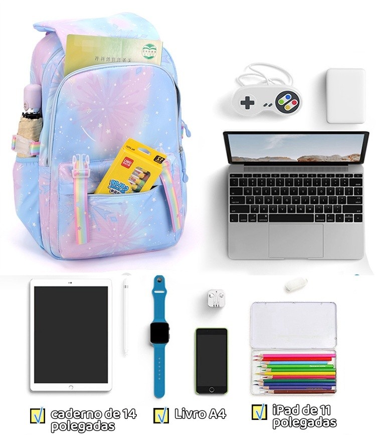 KPOP Demon Hunters Grande Capacidade Estudante Moda Mochila Rainbow ...