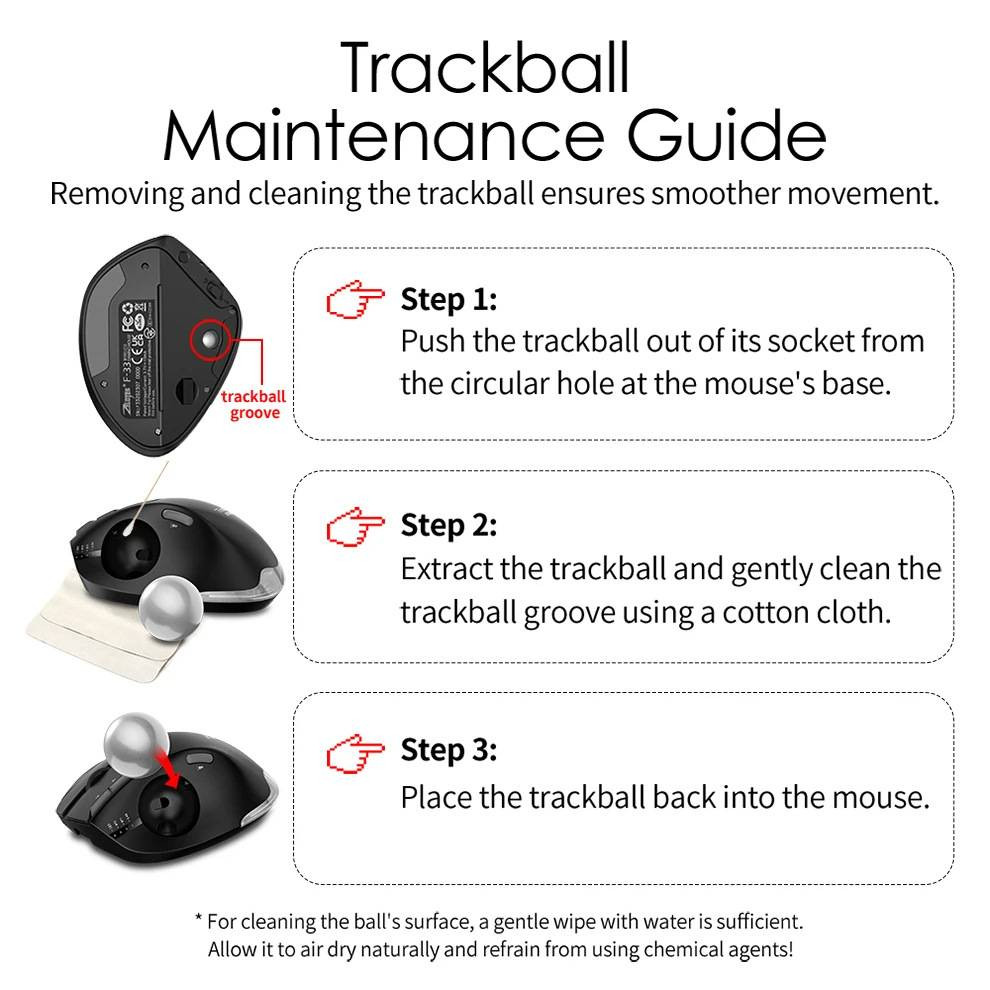 ZELOTES F-33 Rato Trackball Sem Fio Bluetooth 2.4GRGB mouse De Rolo ...