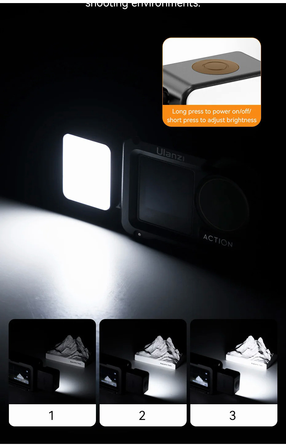 Ulanzi LM18 IPX5 Waterproof Underwater Led Video Fill Light 5600K para DJI Action 4/3 Pocket 3 ...