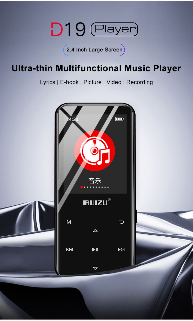 Uareliffe RUIZU D19 MP3 Player Com Suporte Bluetooth Cartão SD MP3 ...