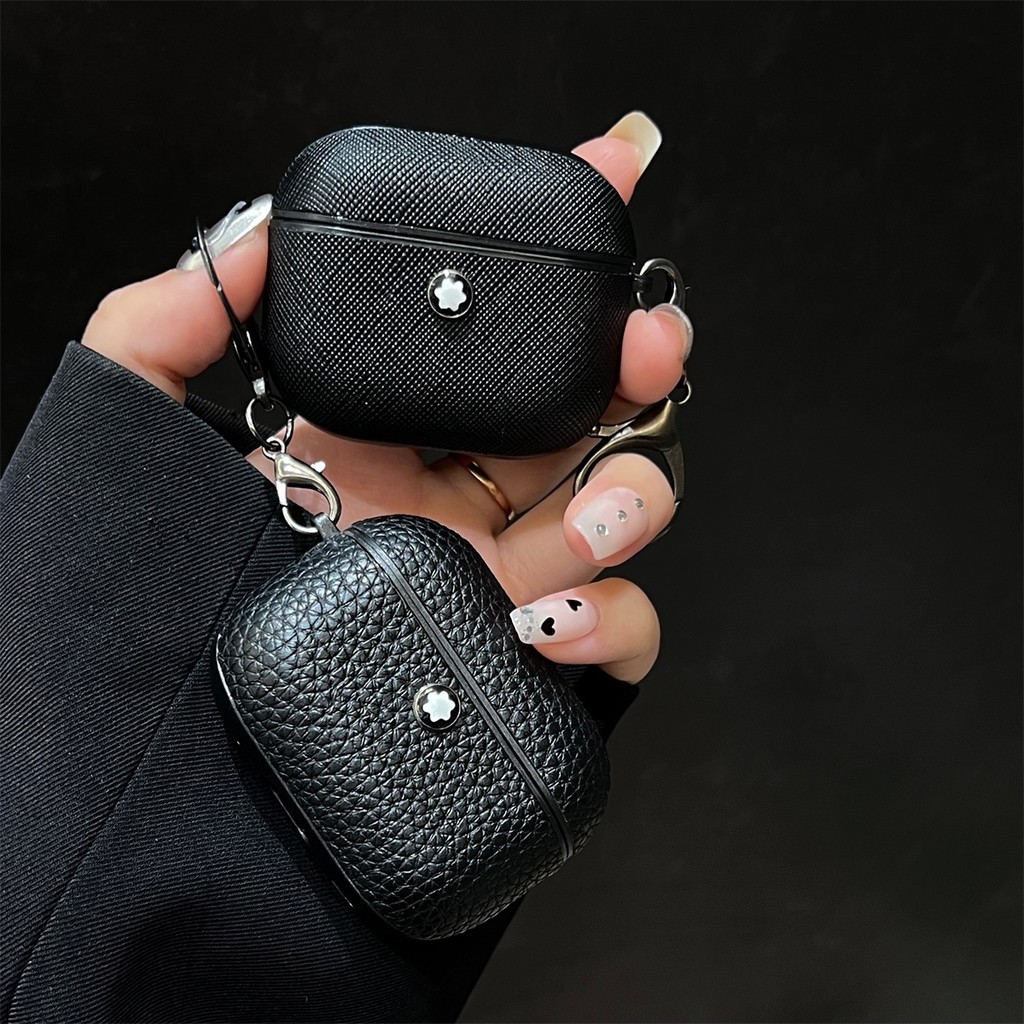 Mon Blanc Luxo Capa De Couro Macio Shell Para AirPods 4 ANC Pro3 PRO 2 ...