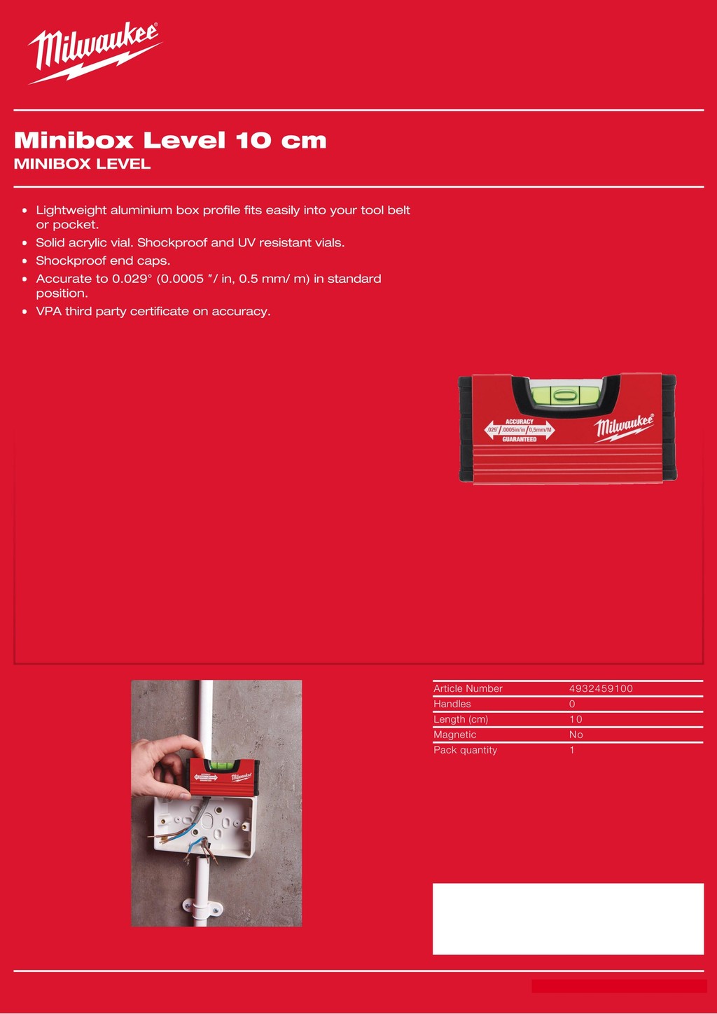 Milwaukee 4932459100 Minibox Nível 10 cm | Shopee Brasil
