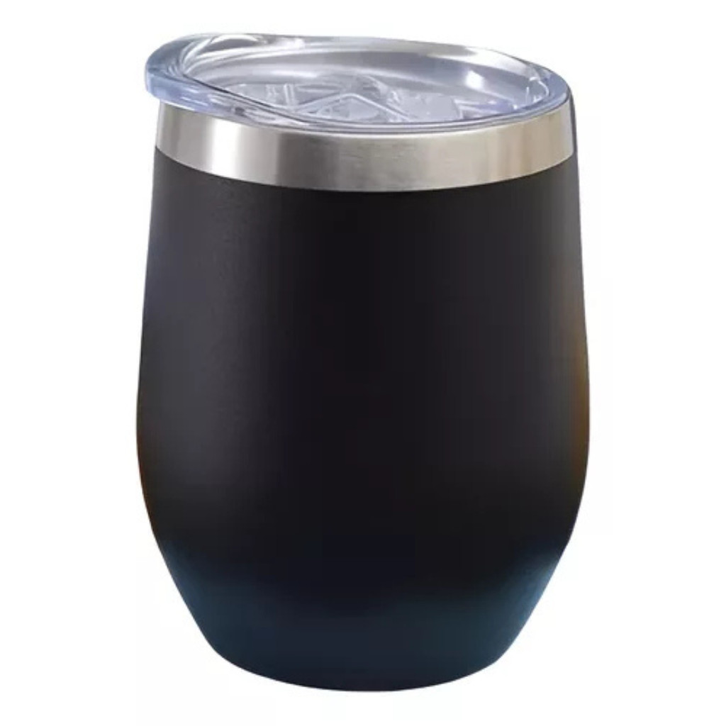 Copo Cuia Térmico Inox com Tampa Antivazamento 360ML - Preto | Shopee Brasil
