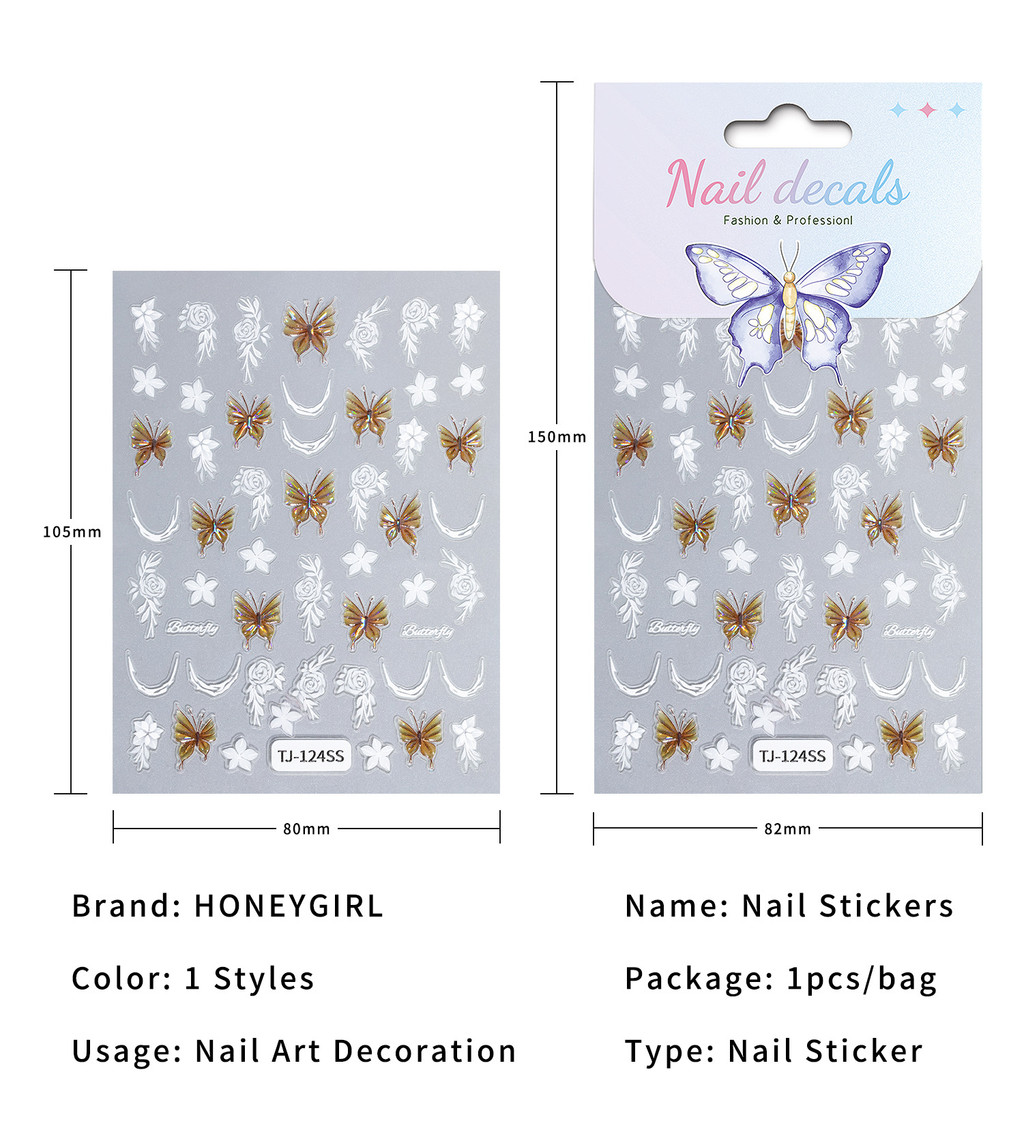 Morrad borboleta Manicure adesivo 5D em relevo tridimensional flor ...