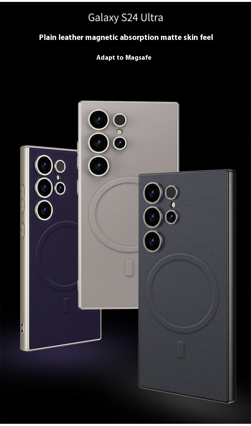 Para Samsung S24 S23 Ultra Casing GKK Plating Matte Skin Feeling Magnetic Plain Leather Phone ...