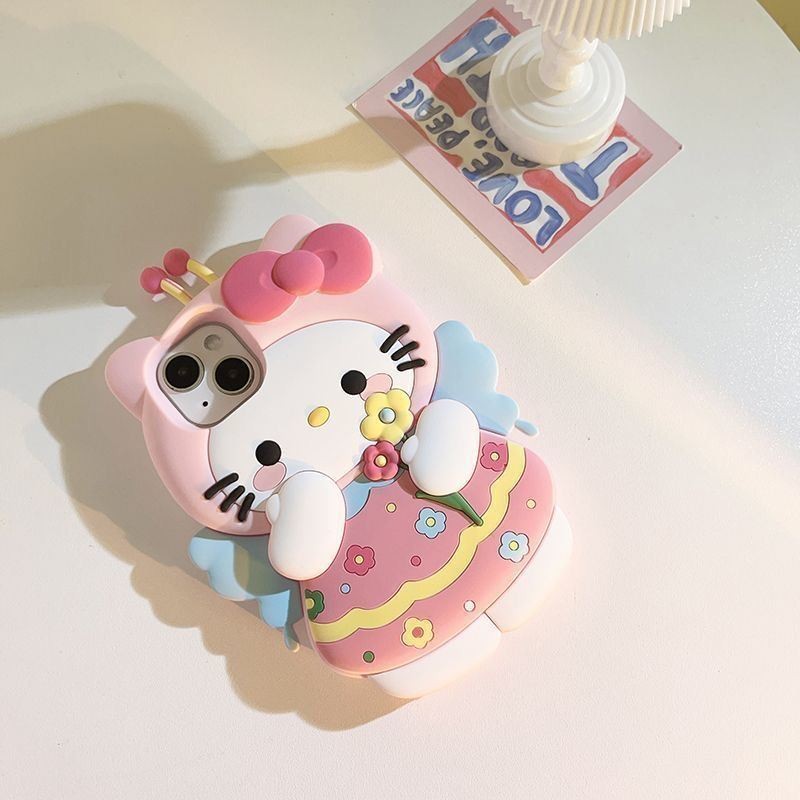 Flor abelha Hello Kitty apple 16 capa de telefone xsmax silicone iPhone15Pro14131211/8Plus LO4K ...