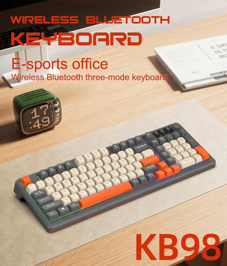 Teclado Para Jogos Sem Fio De Três Modos APAYADO KB98 Com 98 Teclas ...