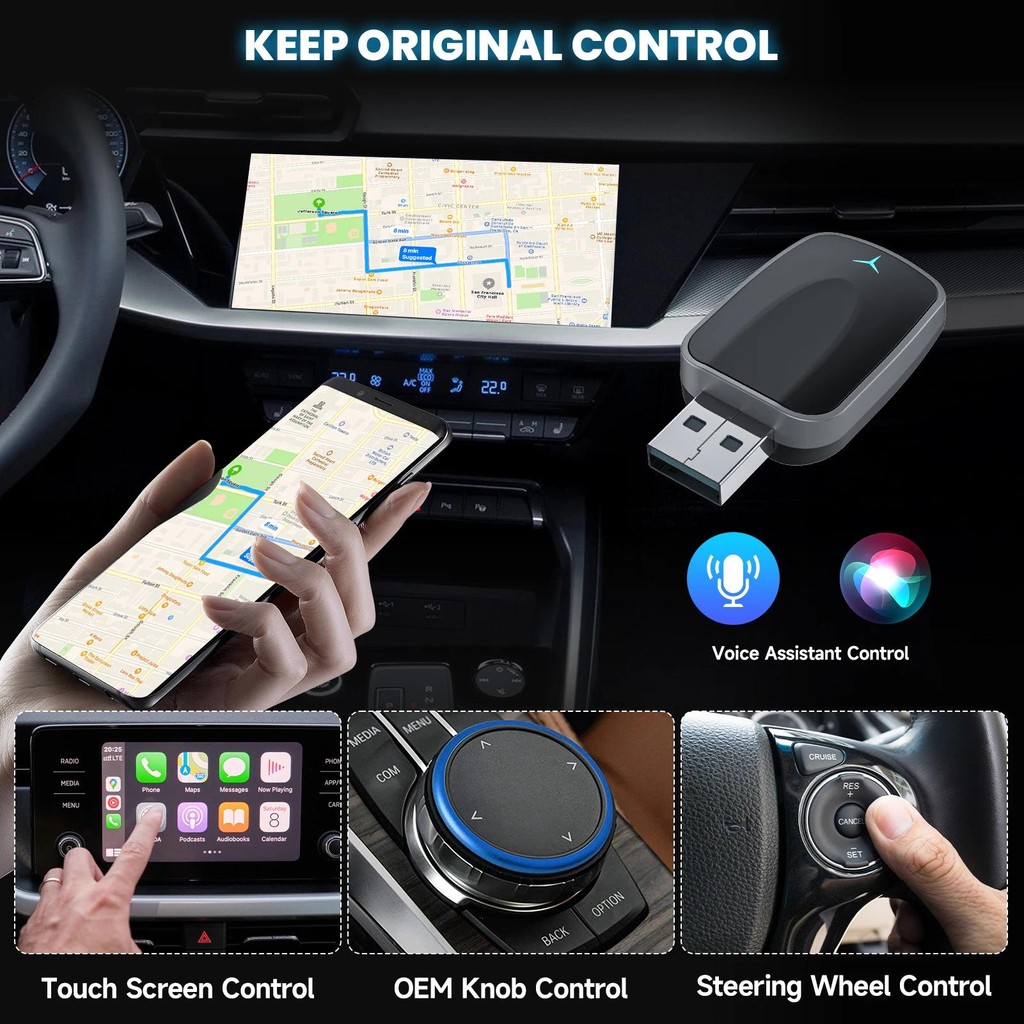Adaptador CarPlay 2 Em 1 Com Fio Para Sem E Android Auto Plug & Play | Shopee Brasil