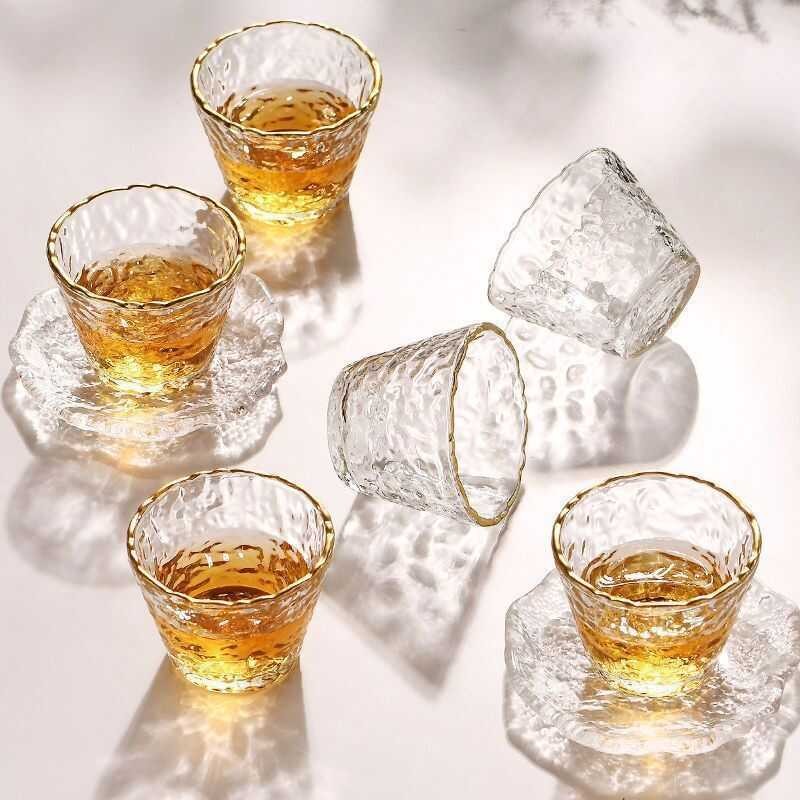 Beber chá vidro pequeno copo de chá doméstico copo de saquê resistente ...