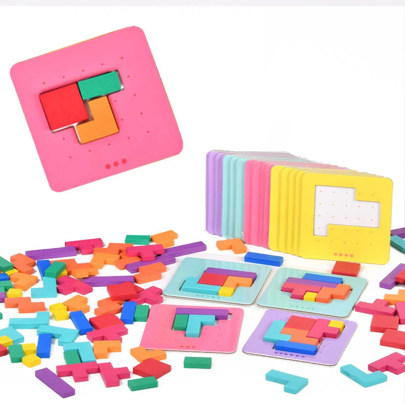 128PSC/SET Montessori Desktop Puzzle Brinquedos Crianças Jogo De Mesa ...