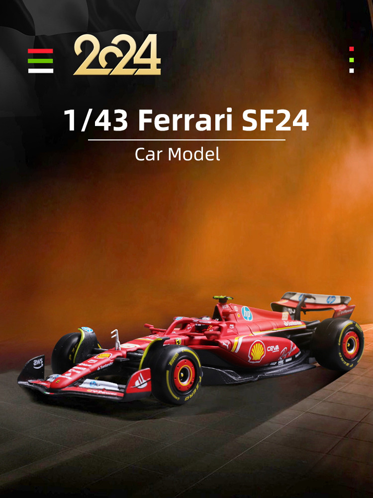 Bburago 1 : 43 Ferrari SF24 F1 Modelo De Carro 2024 Temporada 16 # Leclerc 55 Sainz Liga Veículo ...