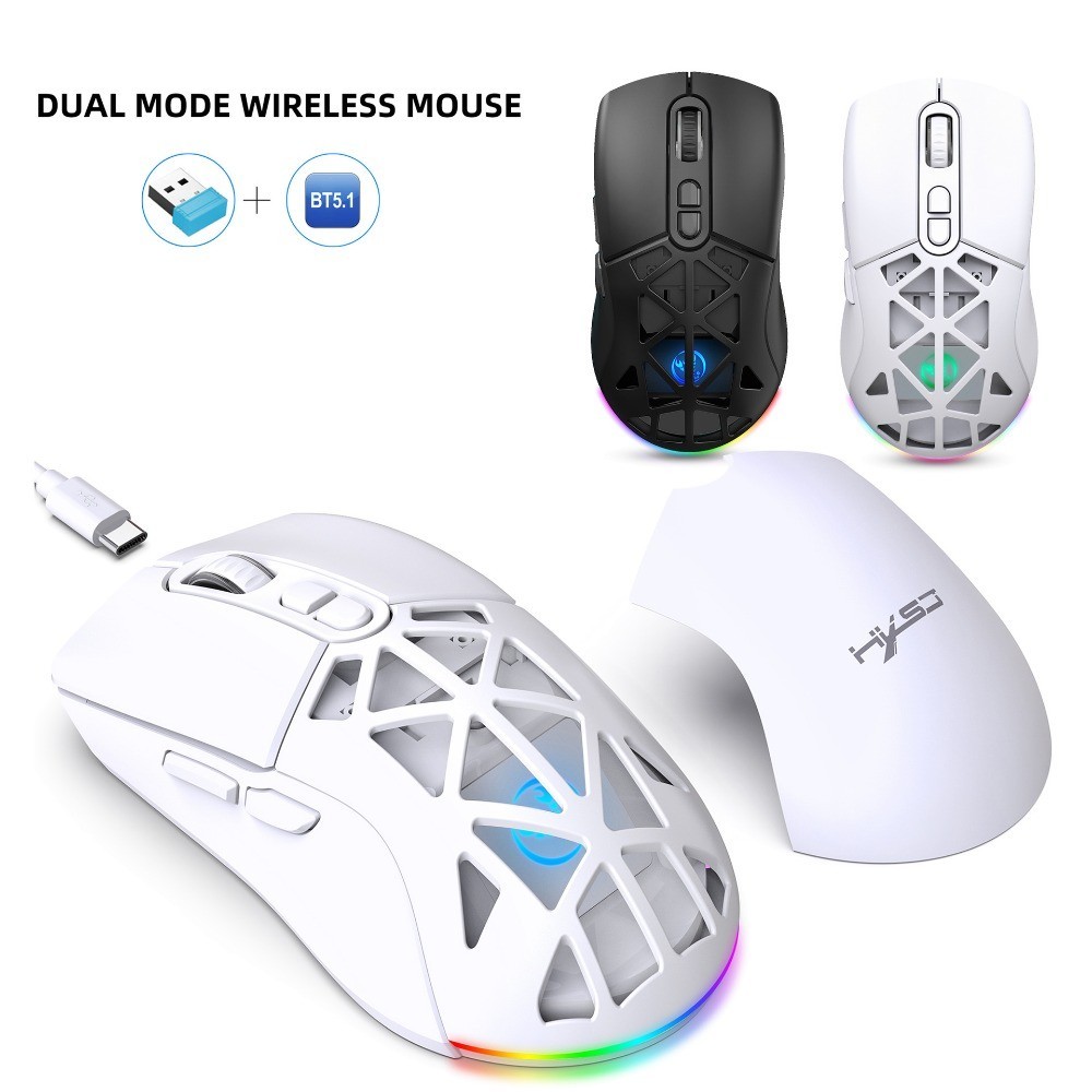 HXSJ T26 Mouse Para Jogos De Modo Duplo , Sem Fio 2.4G + BT5.1 Laptop ...