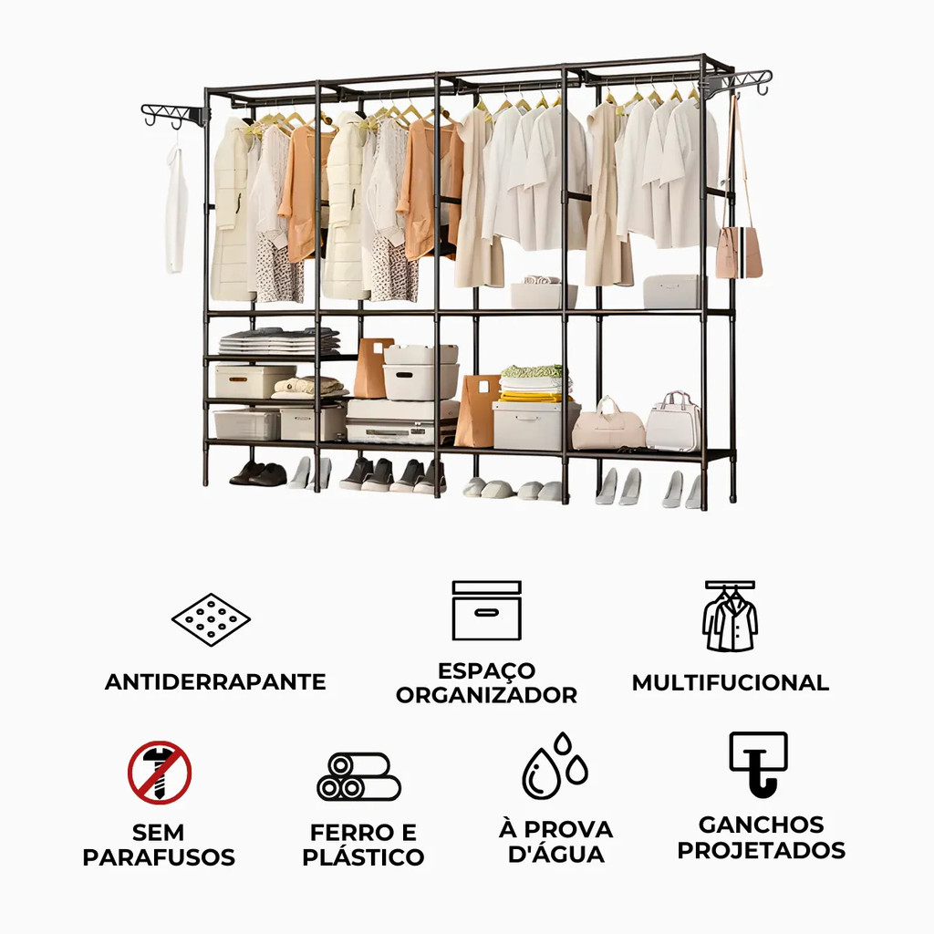 Guarda-Roupa Organizador Grande Aberto Facil de Montar Montavel ...