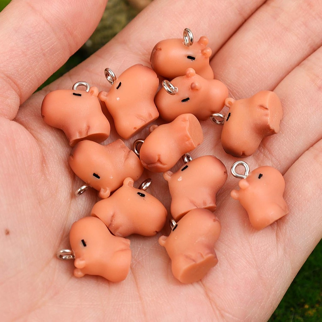 10 Pçs Mini Preguiçoso Animal Capivara Resina Encantos Diy Acessórios ...