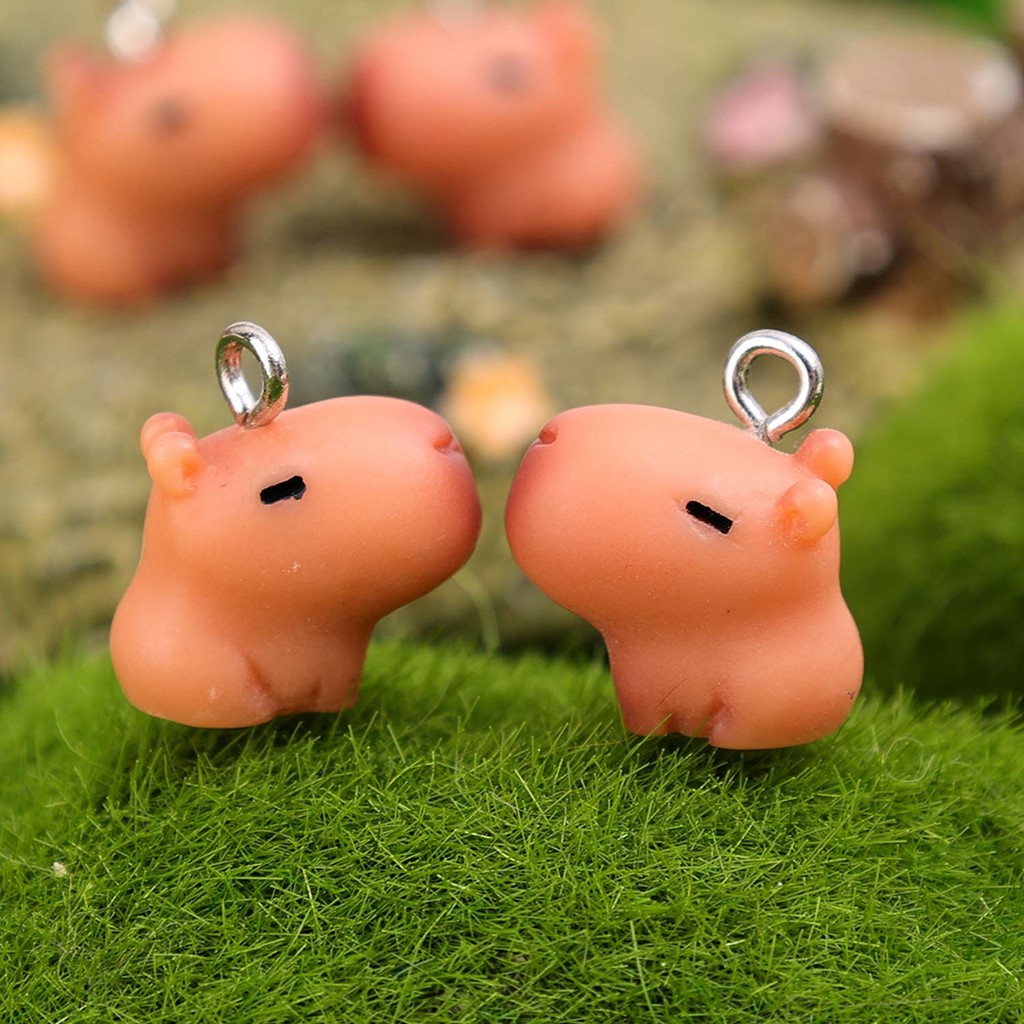 10 Pçs Mini Preguiçoso Animal Capivara Resina Encantos Diy Acessórios ...