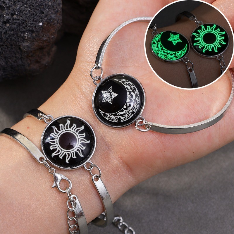 Romântico Luminoso Sol Lua Casal Pulseiras Mulheres Homens Brilho No Escuro Ajustável Pulseira ...