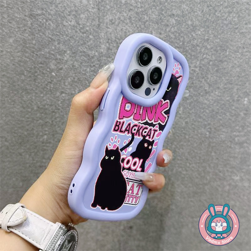 Capa De Telefone Ondulada 3D De Gato Preto Fofo Para Realme Note 60 50 ...