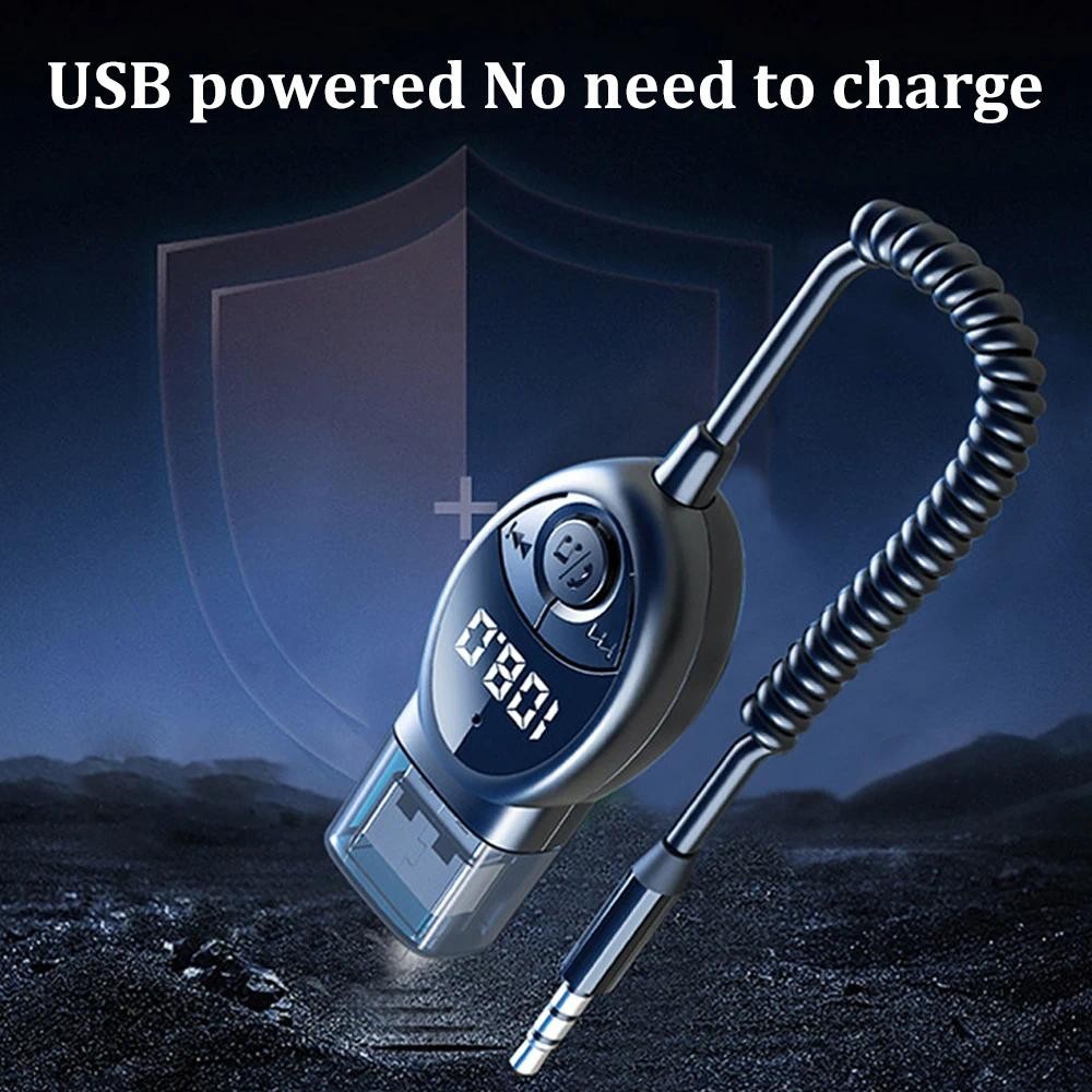 Receptor De Áudio Bluetooth Adaptador De Carro USB Sem Fio Para 3.5mm ...