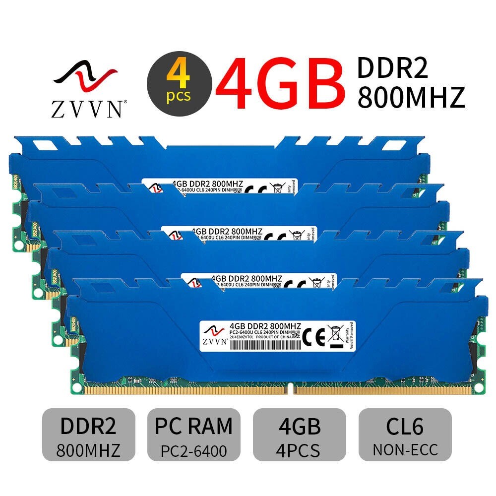 Para 16GB (4x4gb) DDR2 800MHz PC2-6400U CL6 240Pin DIMM intel Memória De Desktop SDRAM ZB lr ...