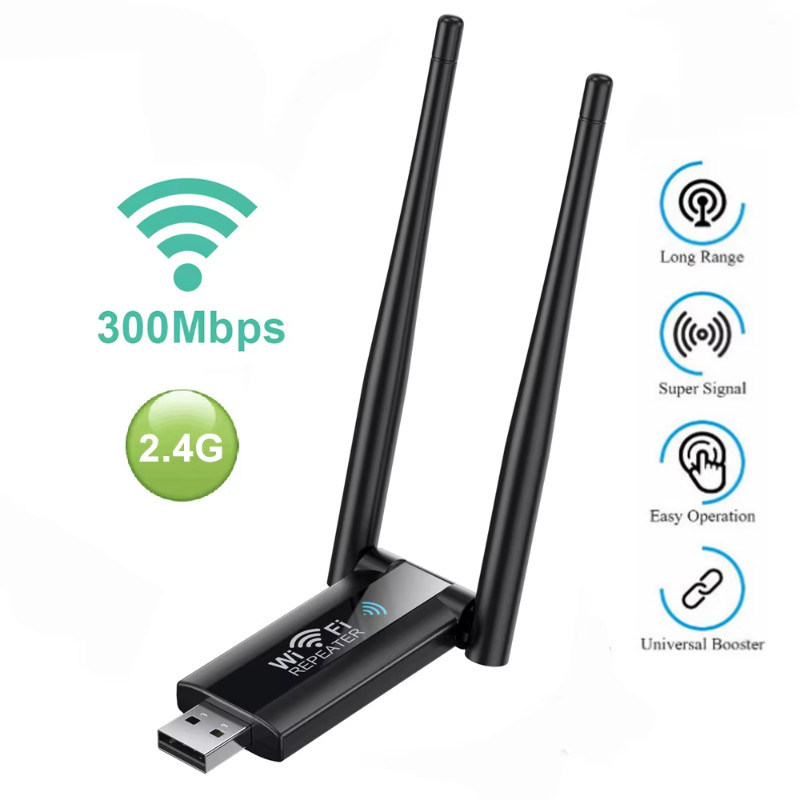 2.4G 300Mbps Sem Fio USB Wifi Repetidor 4 Antena Extensor De Longo ...
