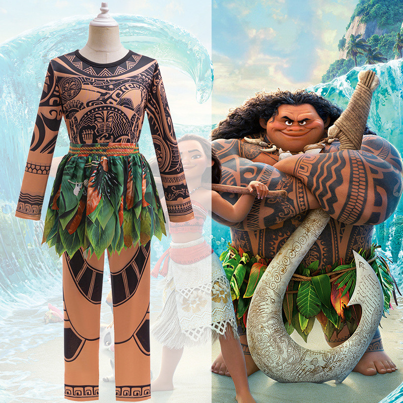 Disney Moana 2 Maui Cosplay Traje Menino Tatuagem Mesma Impressão Terno ...