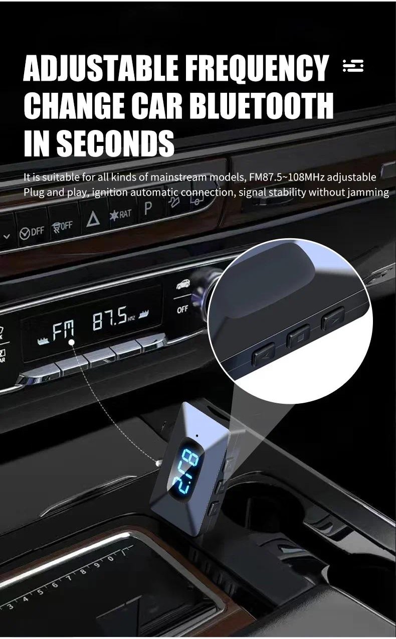 Carro Bluetooth 5.4 Receptor De Áudio Transmissor Display LED 3.5mm TF ...