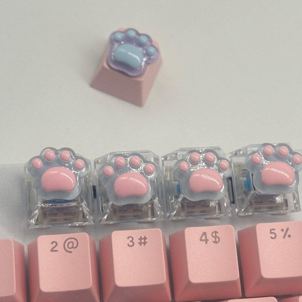 4 Pçs Transparente Gato Pata Keycaps Para Universal Eixo Cruz Teclado ...